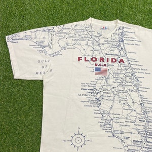 Vintage Florida State Map T Shirt Tee Jays Size Xtra Large XL Tropical ...
