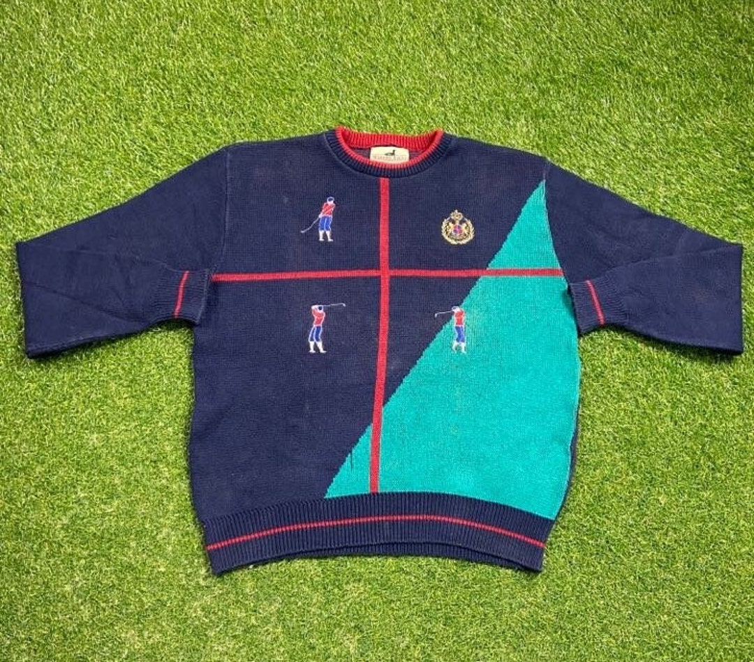 Vintage Golf Knit Crewneck Sweater Winona Knits Made USA Size Large L ...