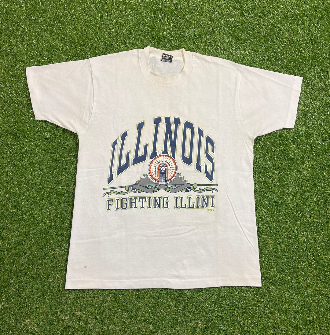 Vintage University of Illinois T Shirt Tee Made USA Size Large L NCAA ...
