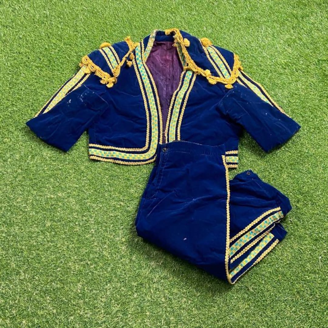 Vintage Matador Costume Suit Set Size Small S Blue Gold Suit of Lights ...