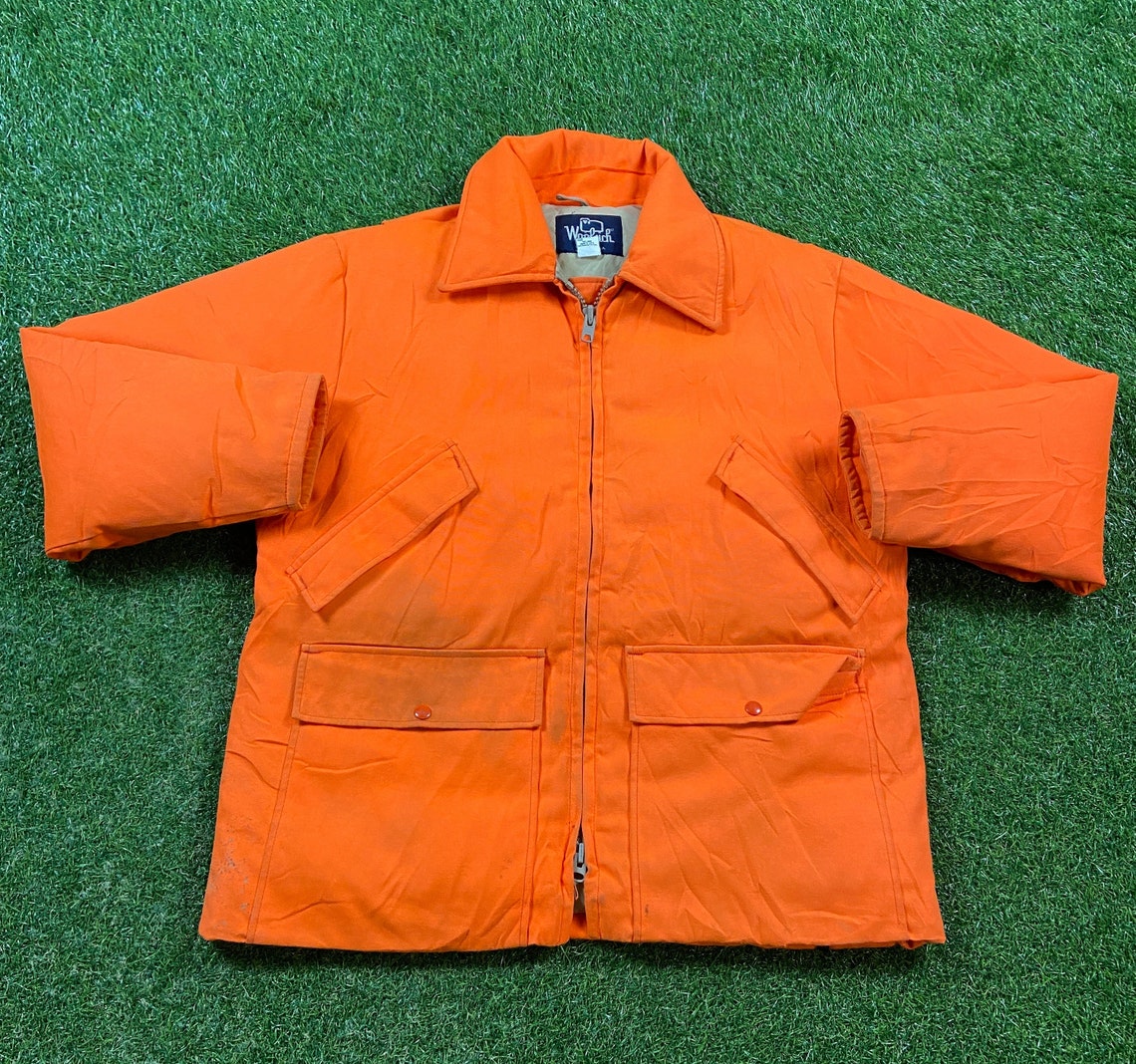 Vintage Woolrich Orange Jacket Made USA Size Large L Quality Warm ...