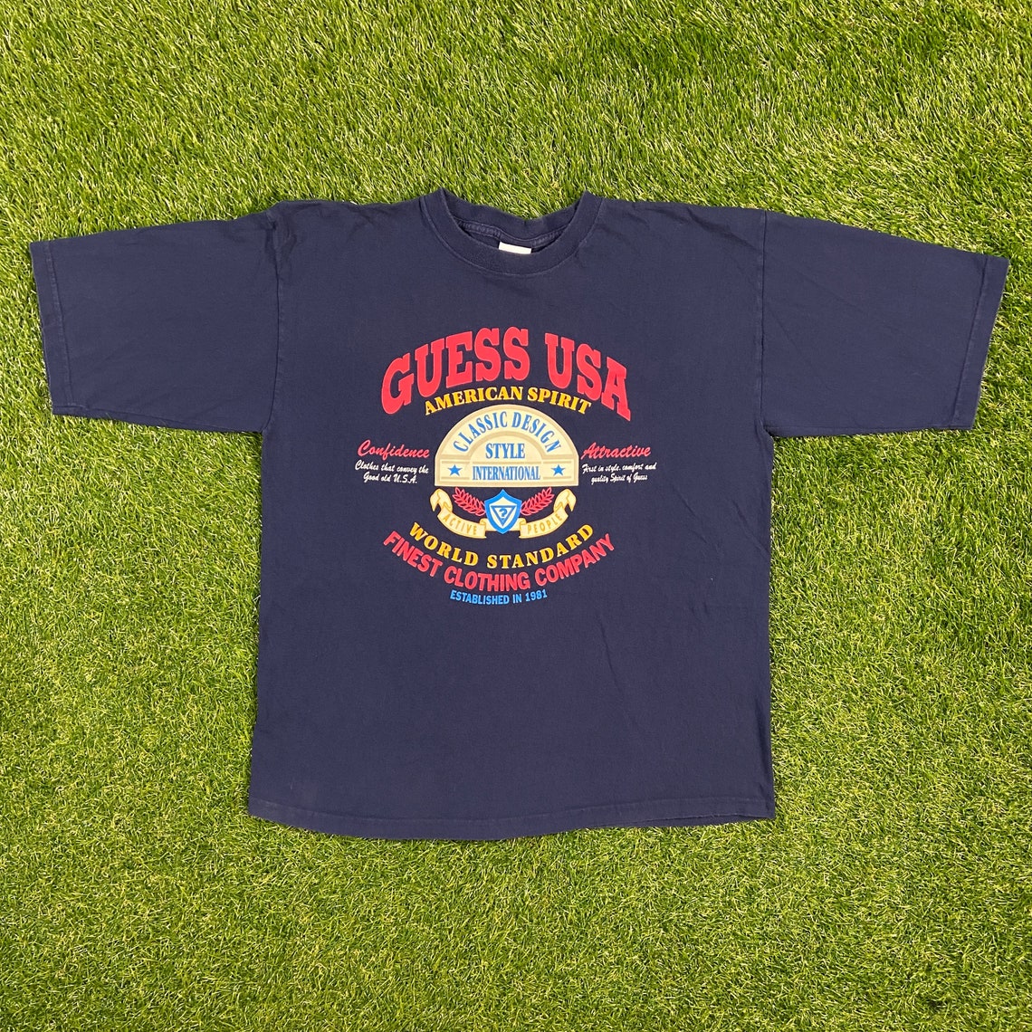 Vintage Guess USA American Spirit T Shirt Tee Made USA Size Large ...