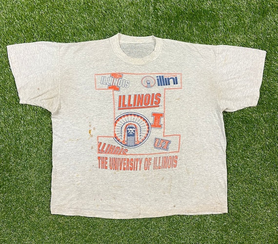 Vintage University of Illinois T Shirt Tee Size XXL 2XL NCAA - Etsy