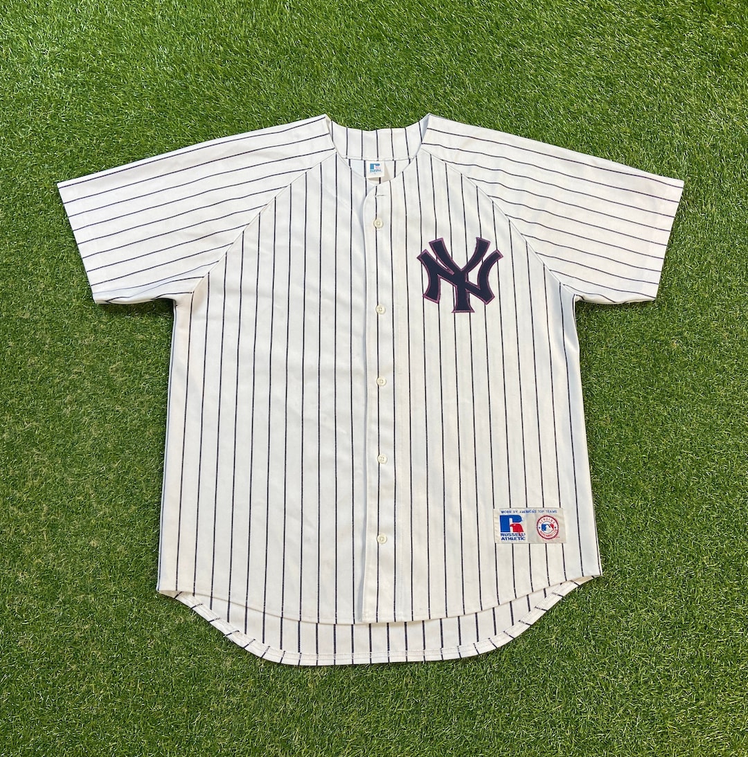 Vintage New York Yankees Pin Stripes Baseball Jersey Made USA Size ...