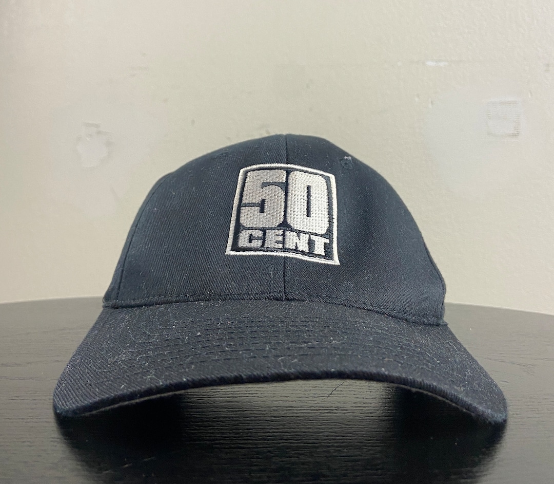 Vintage 50 Cent Fitted Hat Flex Fit Size L / XL Rock the Mic Fest Hip ...