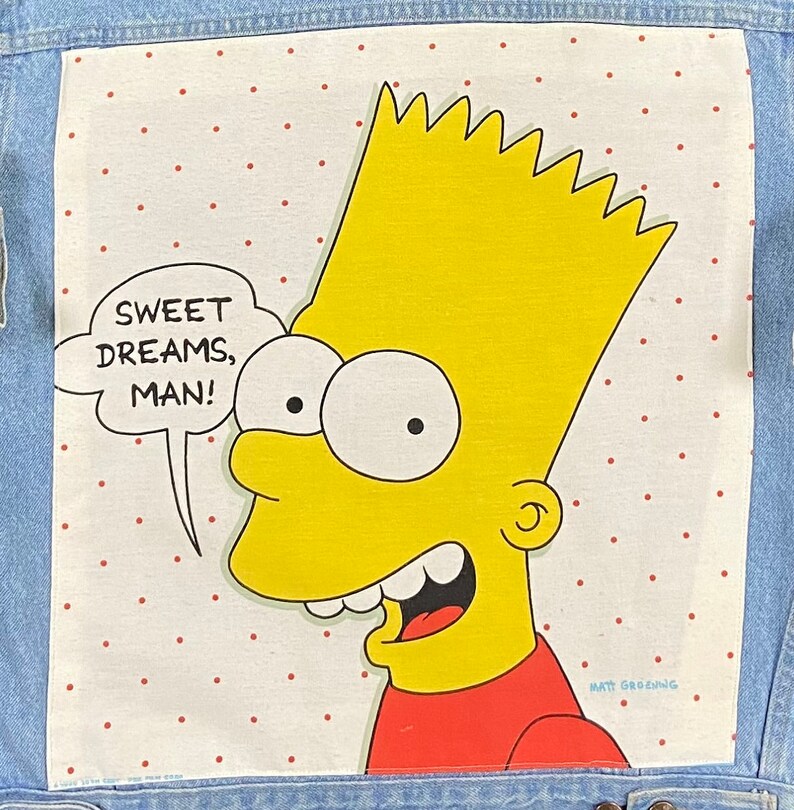 Vintage Bart Simpson Jean Jacket The Simpsons Size Large Made | Etsy