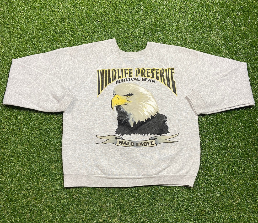 Vintage Bald Eagle Crewneck Sweatshirt Made USA Size Youth XL Wildlife ...
