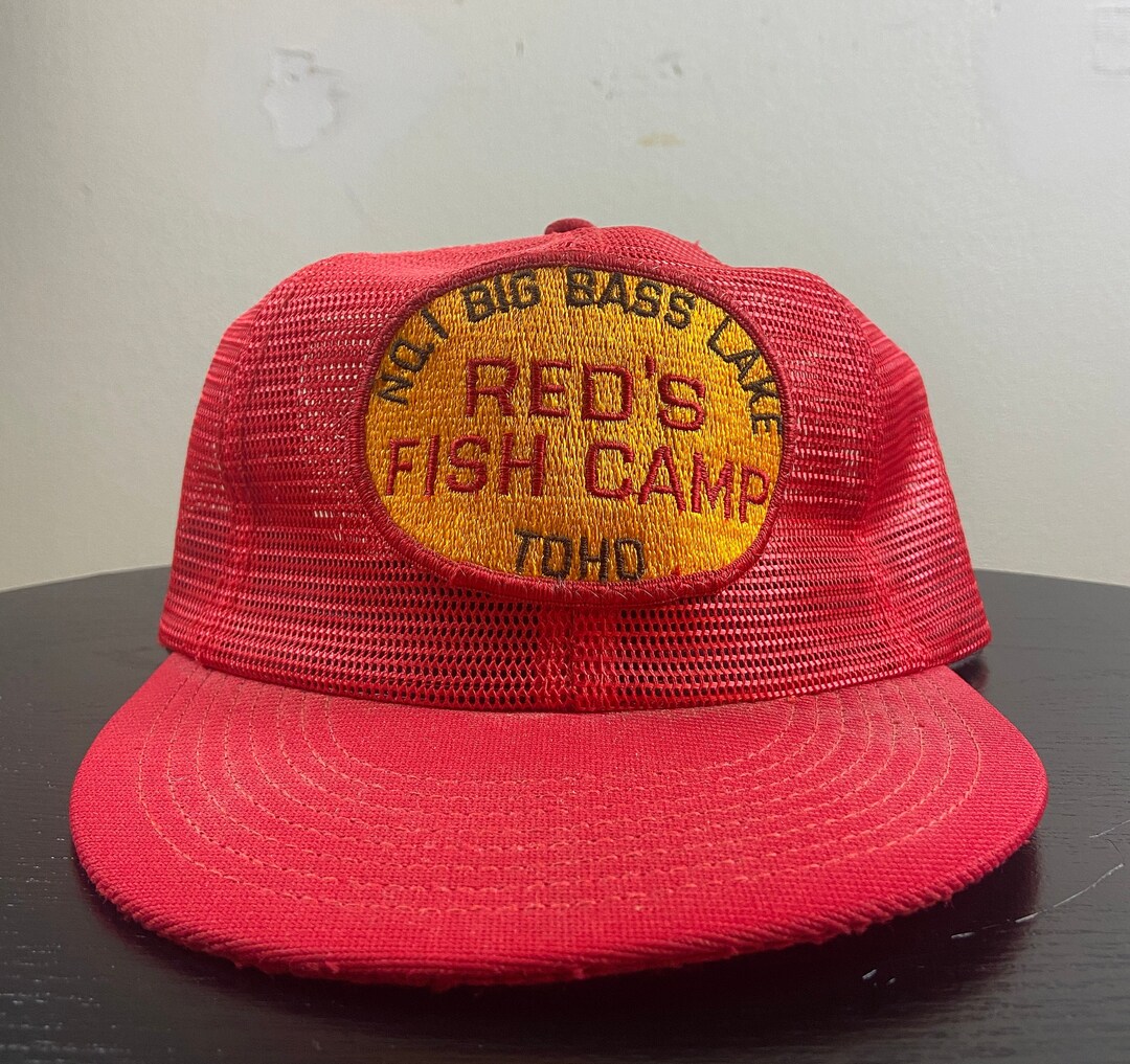 Vintage Red's Fish Camp Snapback Hat Outdoor Cap Size Small Lake Toho ...