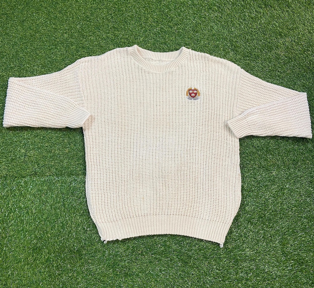 Vintage Harvard University Knit Crewneck Sweater Size Large L NCAA 90s ...