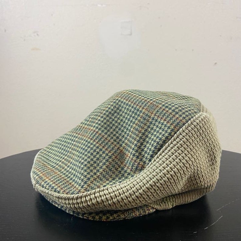 Vintage Plain Green Cuffley Cap Ascot Hat Size Small / Medium Cabbie ...