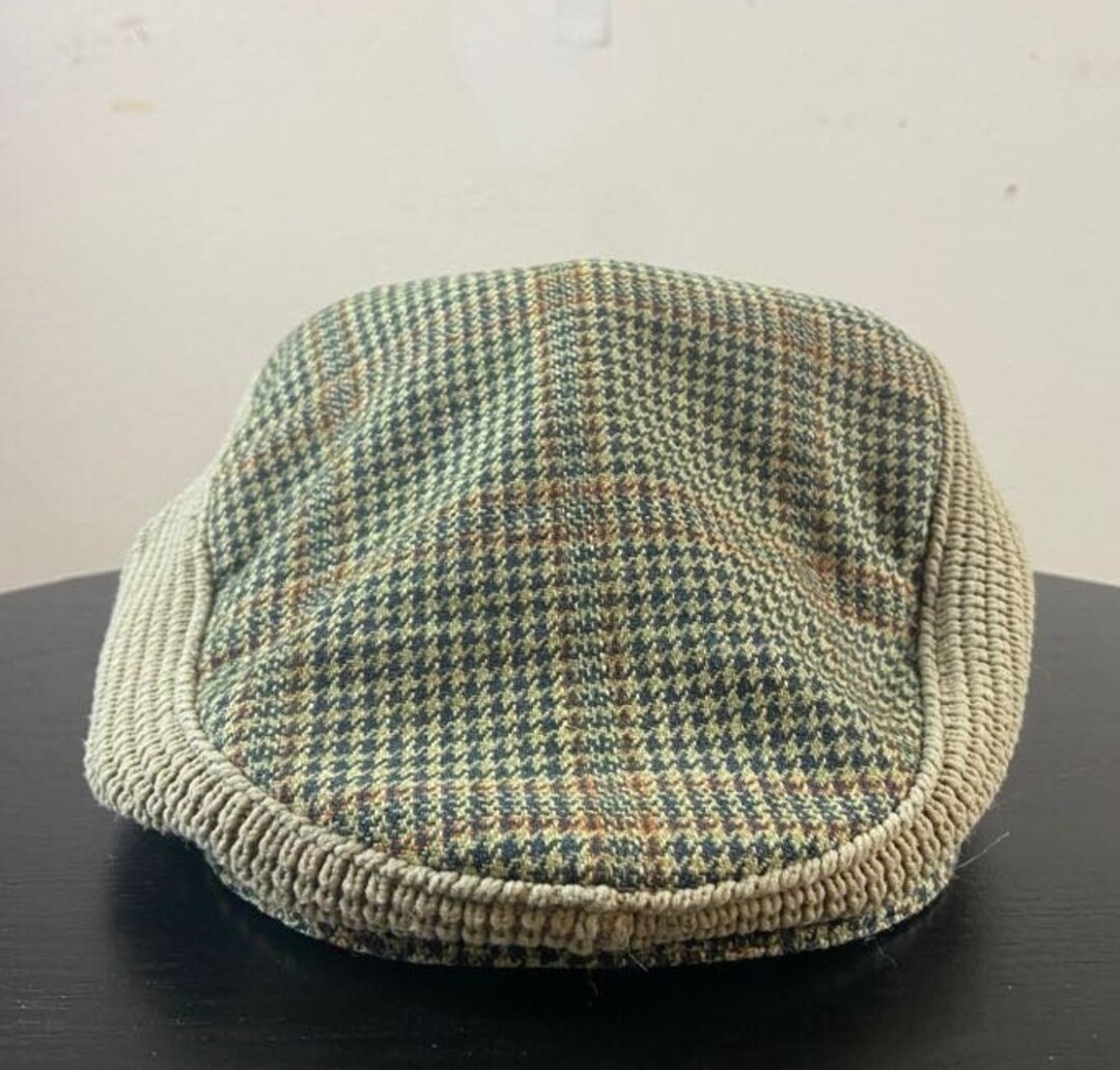 Vintage Plain Green Cuffley Cap Ascot Hat Size Small / Medium Cabbie ...