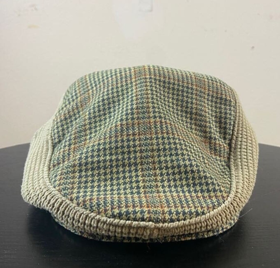Vintage Plain Green Cuffley Cap Ascot Hat Size Small / Medium Cabbie ...