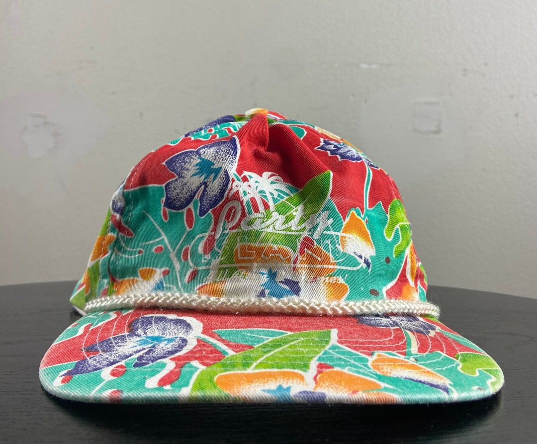 Vintage Party Island Floral Snapback Hat Cap OSFA Cameo Hawaii Beach ...