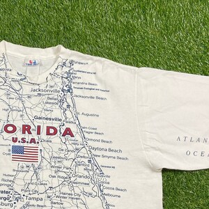 Vintage Florida State Map T Shirt Tee Jays Size Xtra Large XL Tropical ...