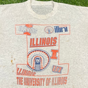 Vintage University of Illinois T Shirt Tee Size XXL 2XL NCAA College ...
