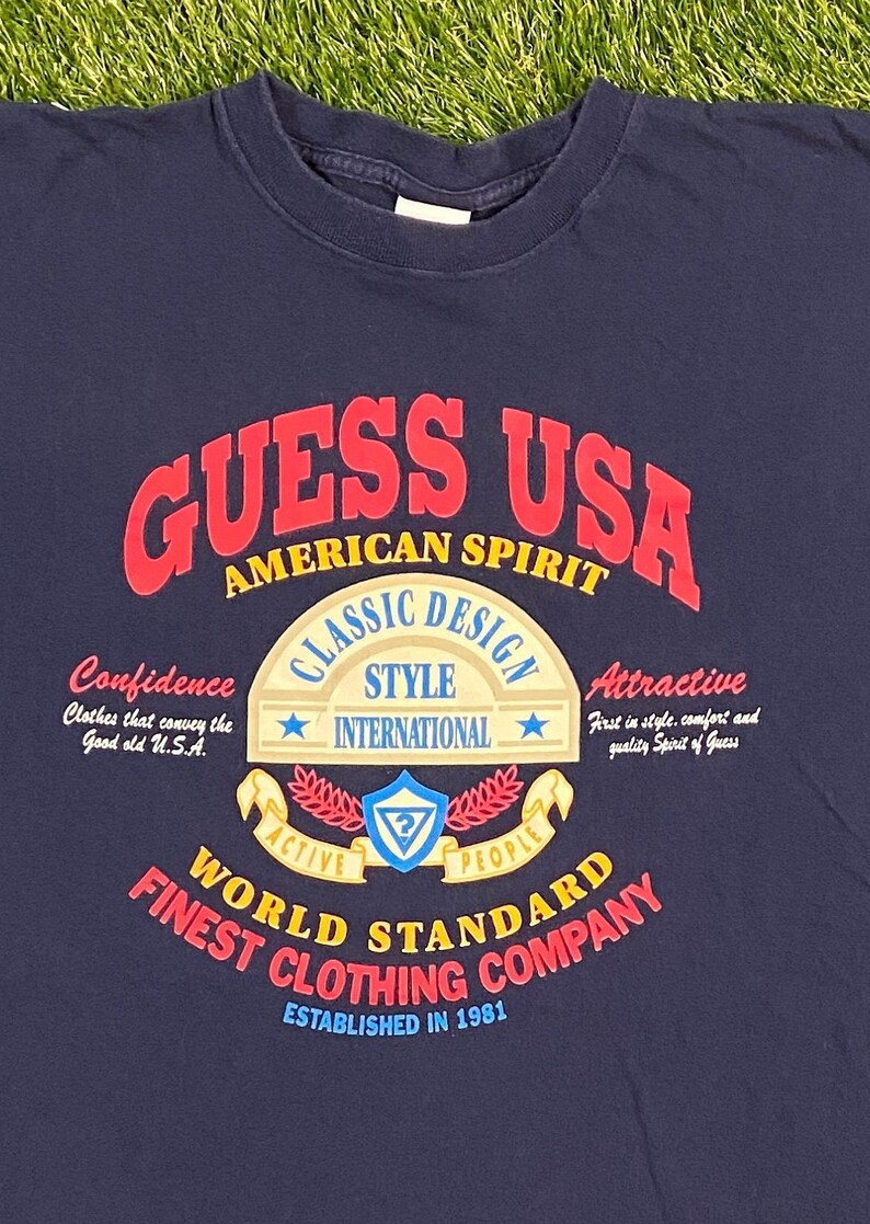 Vintage Guess USA American Spirit T Shirt Tee Made USA Size Large ...