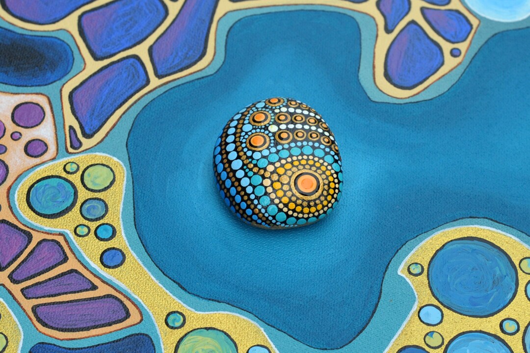 Sam, Mandala Stone Hand Painted, Dot Art, Acrylic Painting - Etsy