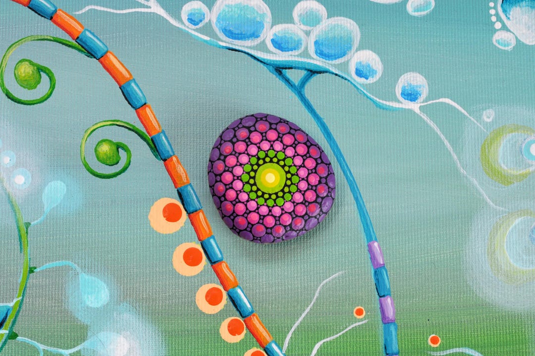 Mandala Stone - Small Raspberry, Unique Decorative Stone, Hand-painted ...