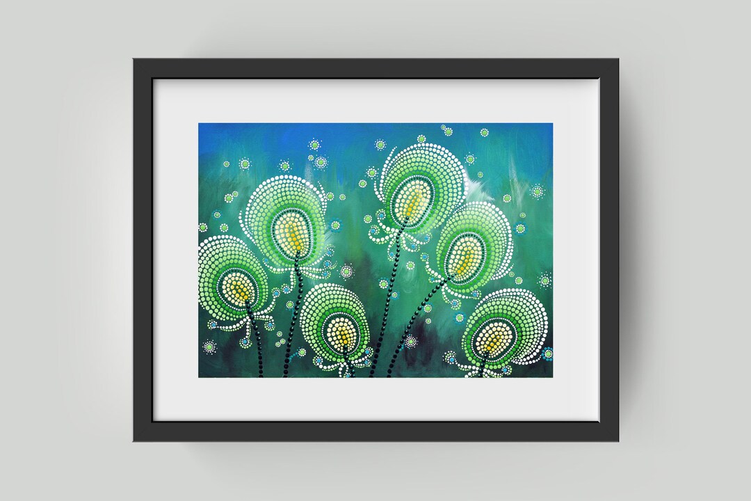 Postcard Fireflies, Dot Art, Acrylic Painting - Etsy