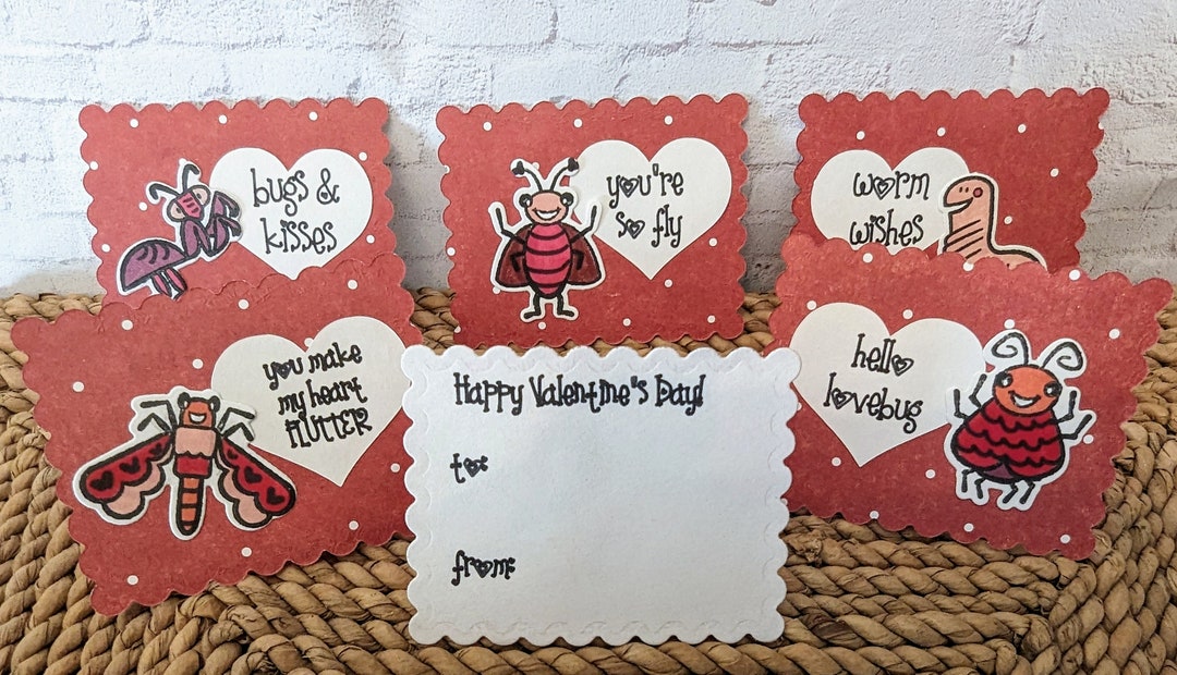 Love Bug Valentines set of 5 Cards - Etsy