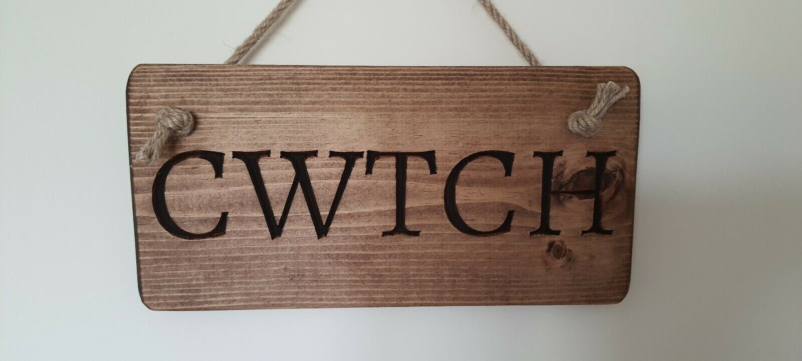 Rustic Welsh cwtch Hanging Sign Carved Wood | Etsy UK
