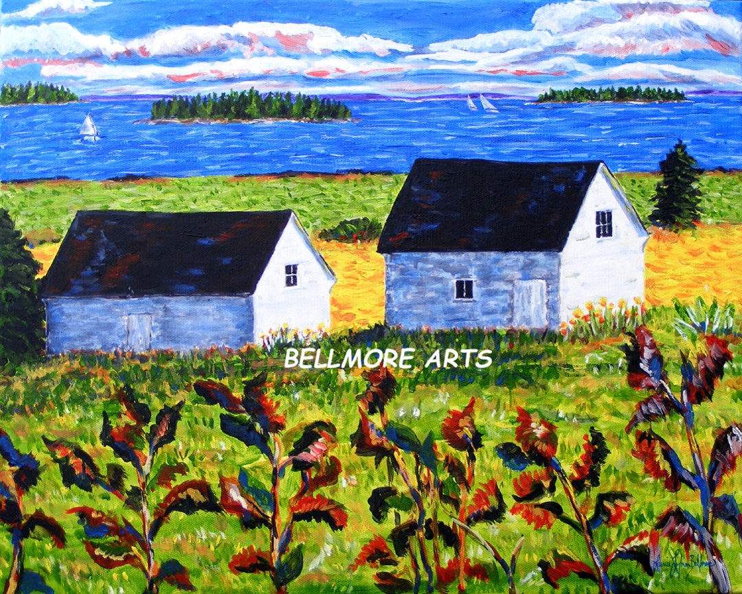 TWO BARNS, Fine Art Reproduction of Original Painting Bellmore Arts - Etsy