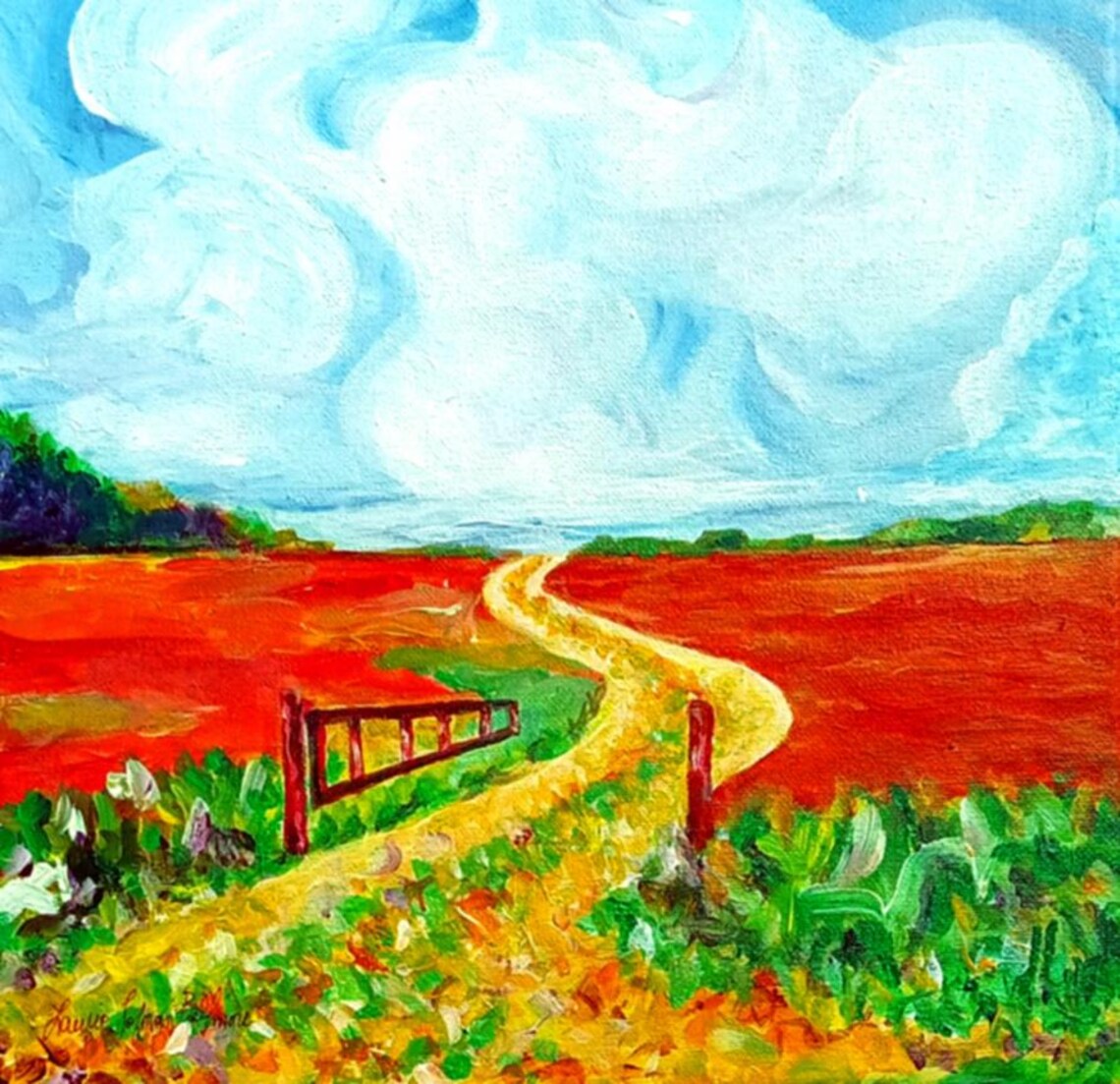 Maine Blueberry Field With Road, Fine Art Reproduction of Original ...