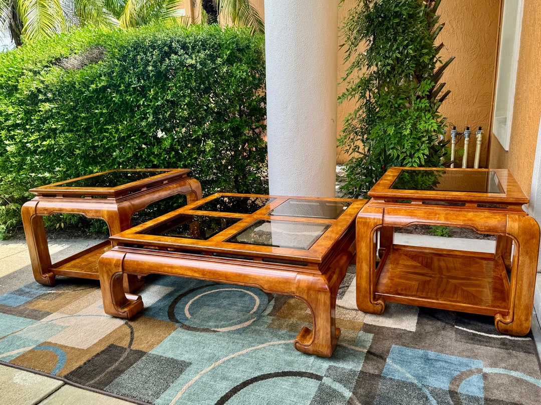 Vintage Chinoserie Chow Leg Ming Style Mid Century Modern Burl Wood ...