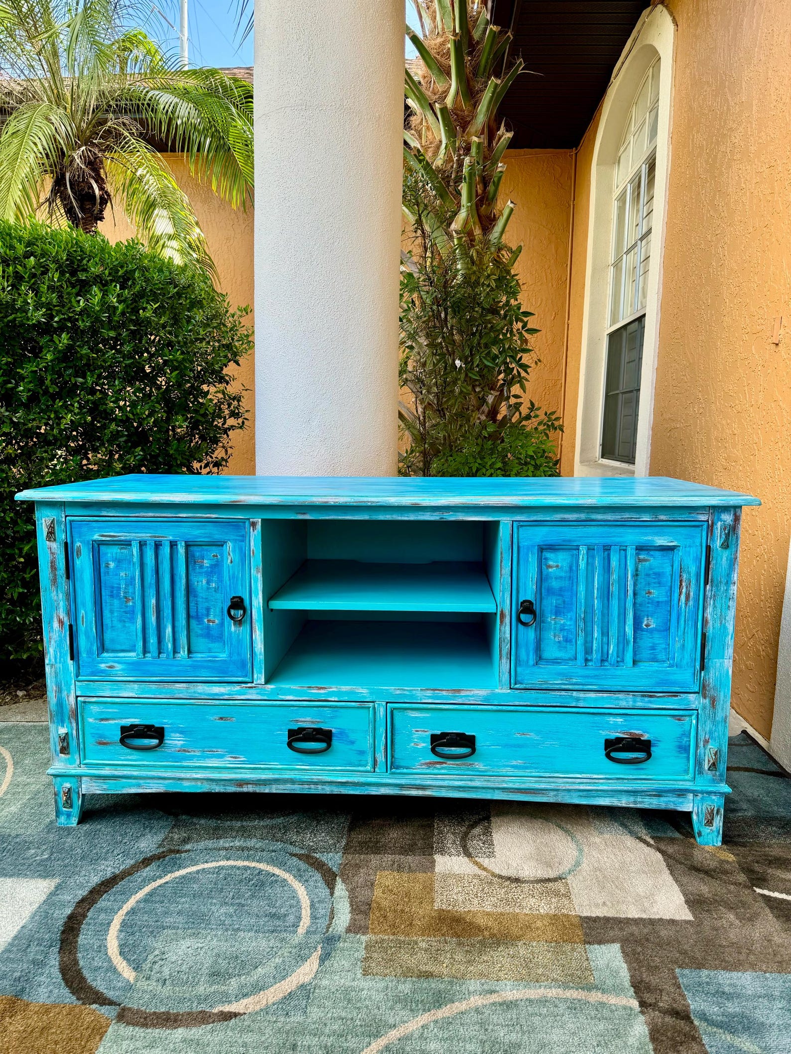 SOLD! Beautiful Beachy Boho TV Console Table/media Cabinet ...