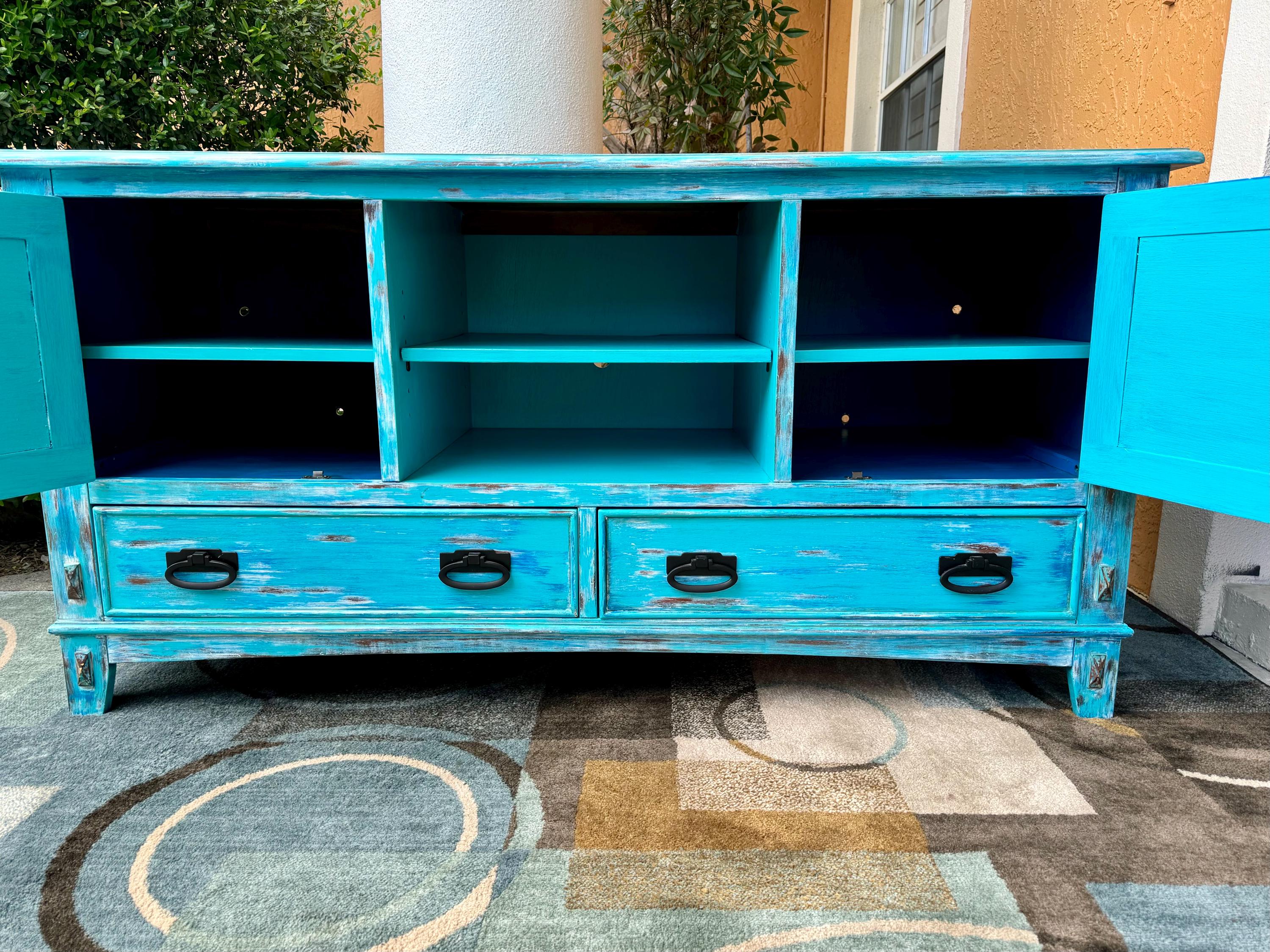 SOLD! Beautiful Beachy Boho TV Console Table/media Cabinet ...
