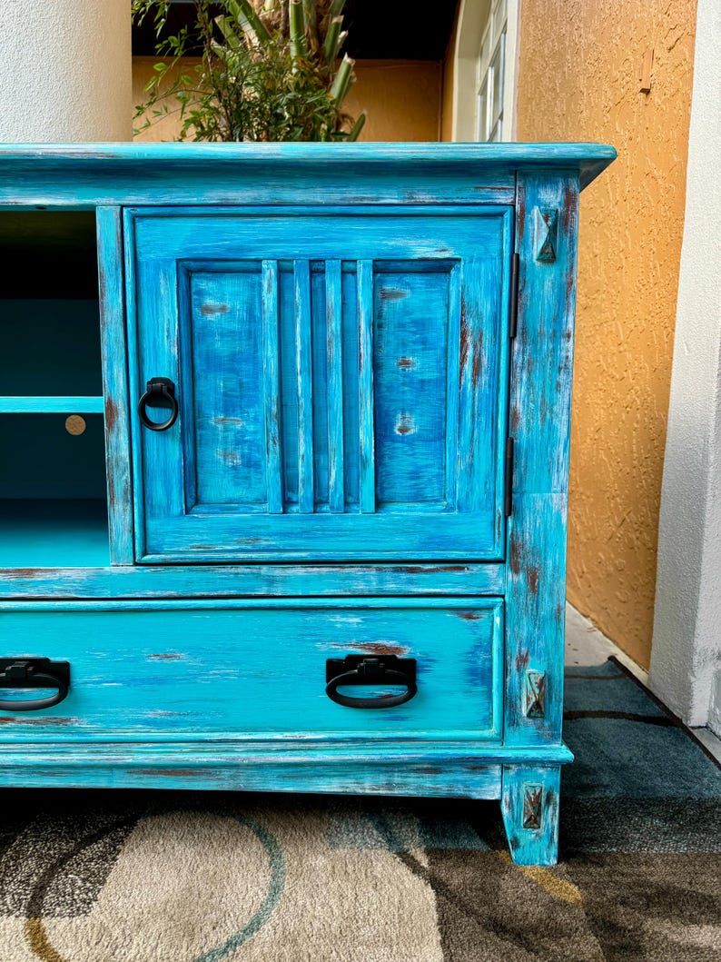 SOLD! Beautiful Beachy Boho TV Console Table/media Cabinet ...