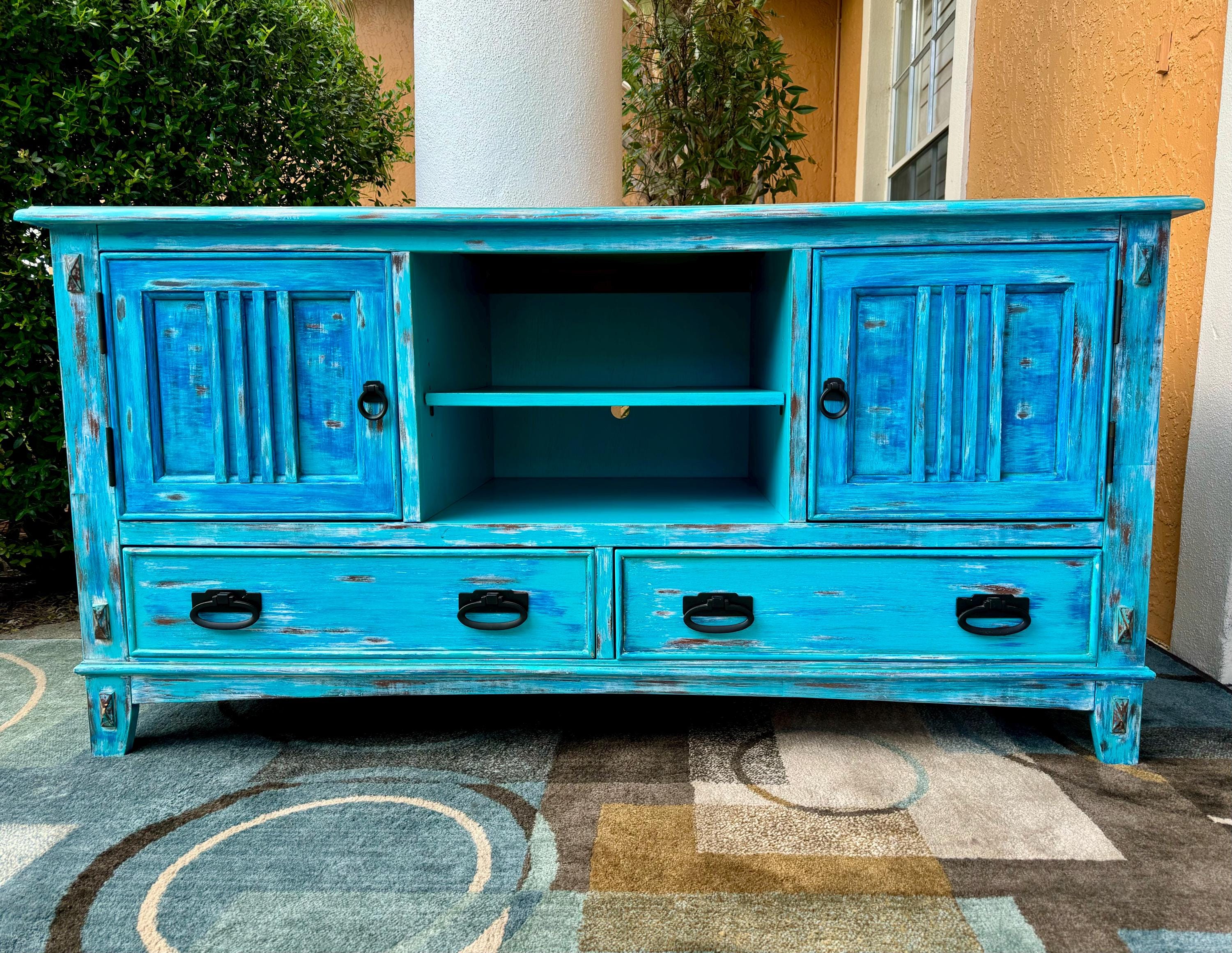 SOLD! Beautiful Beachy Boho TV Console Table/media Cabinet ...