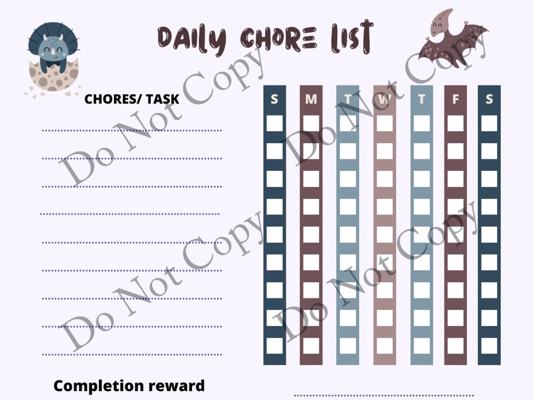 Boho Dinosaur Chore Chart - Etsy