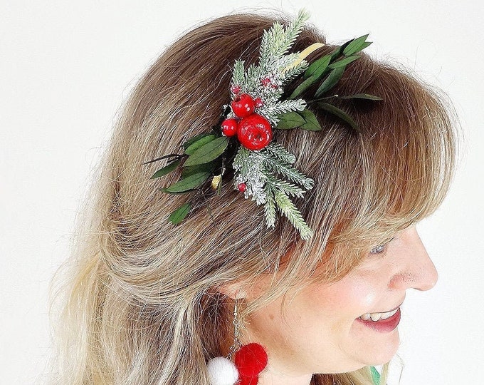Christmas Headband Women, Christmas Headband for Adults, Holly Headband ...