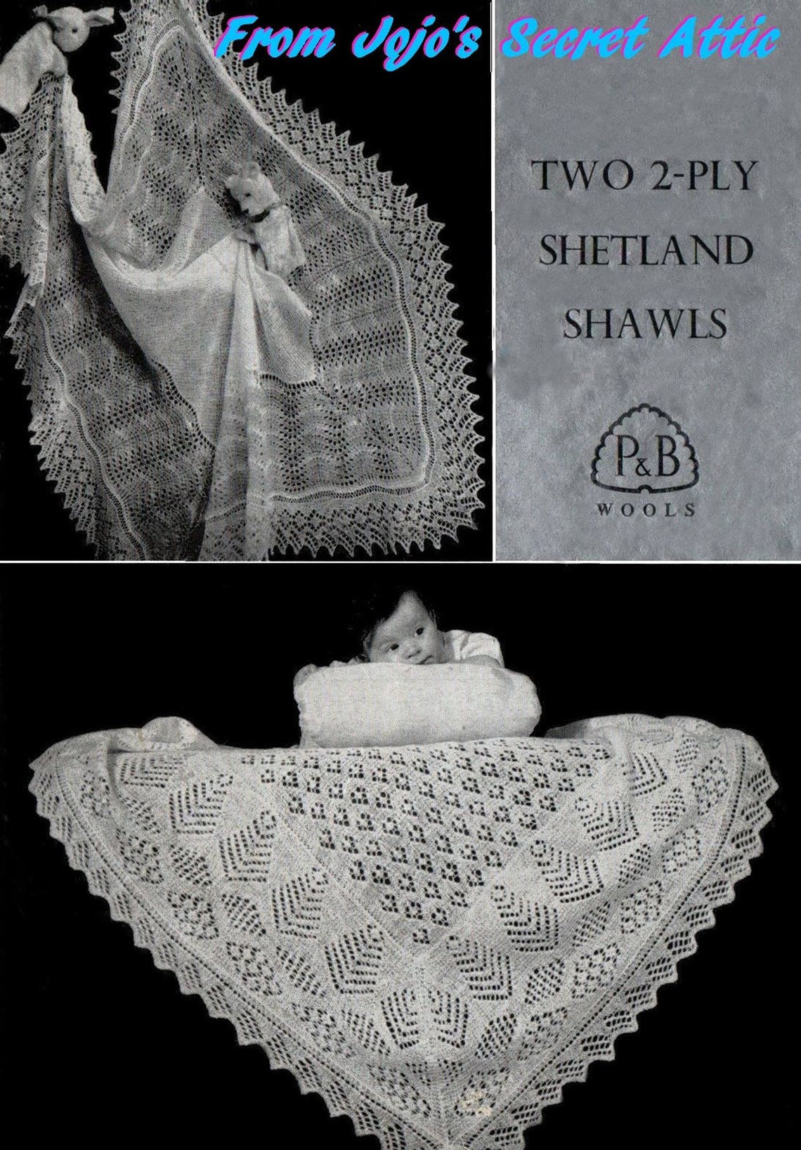 2 P&B Vintage Shawl Patterns in 2 PLY Yarn - Etsy