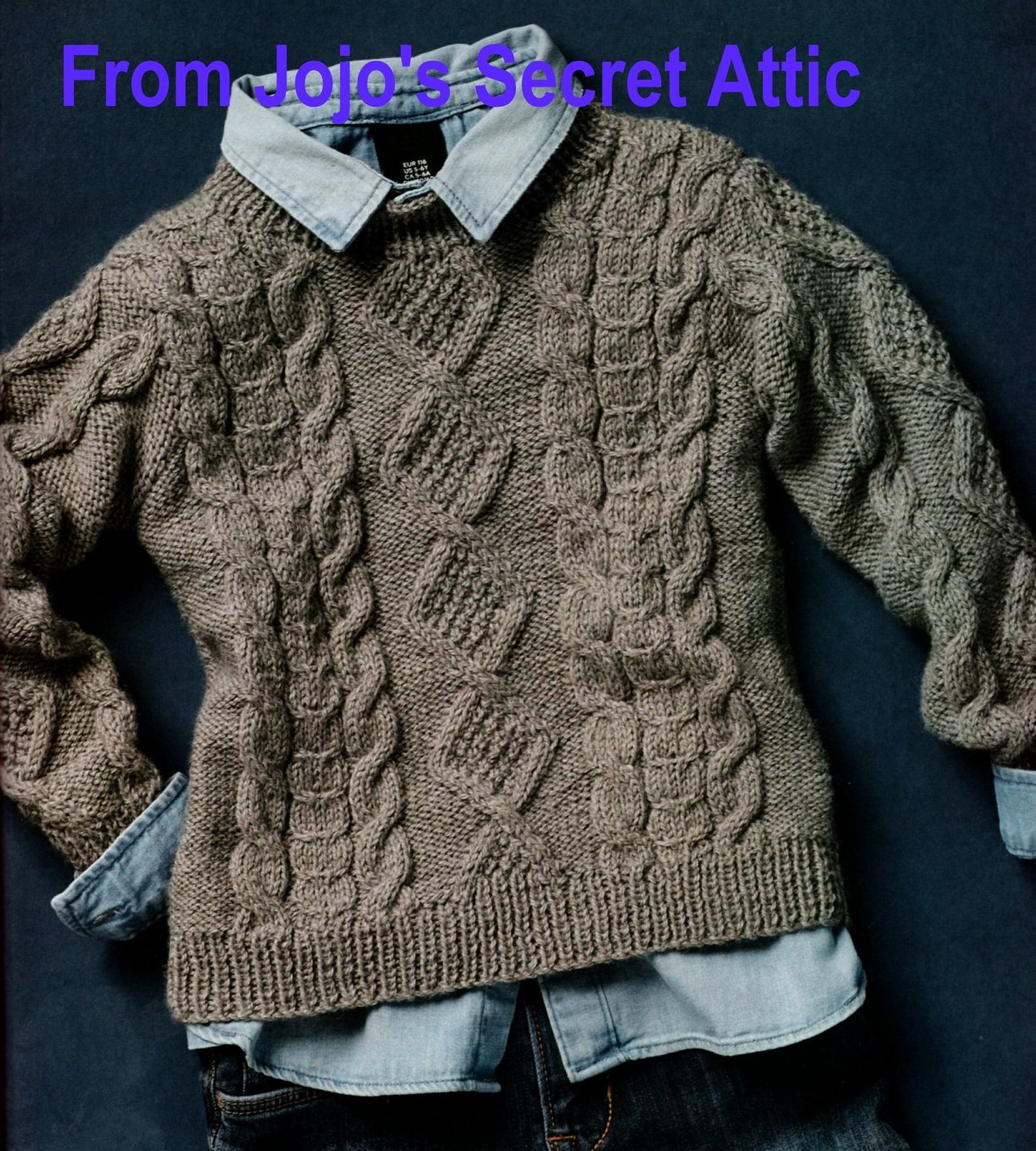 Boys Double Knitting Cable Sweater Pattern in 3 Sizes Age 5 to 10 Years ...