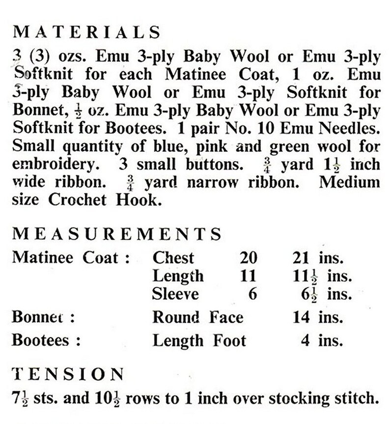Vintage Emu 881 Knitting Pattern for a Special Baby. - Etsy