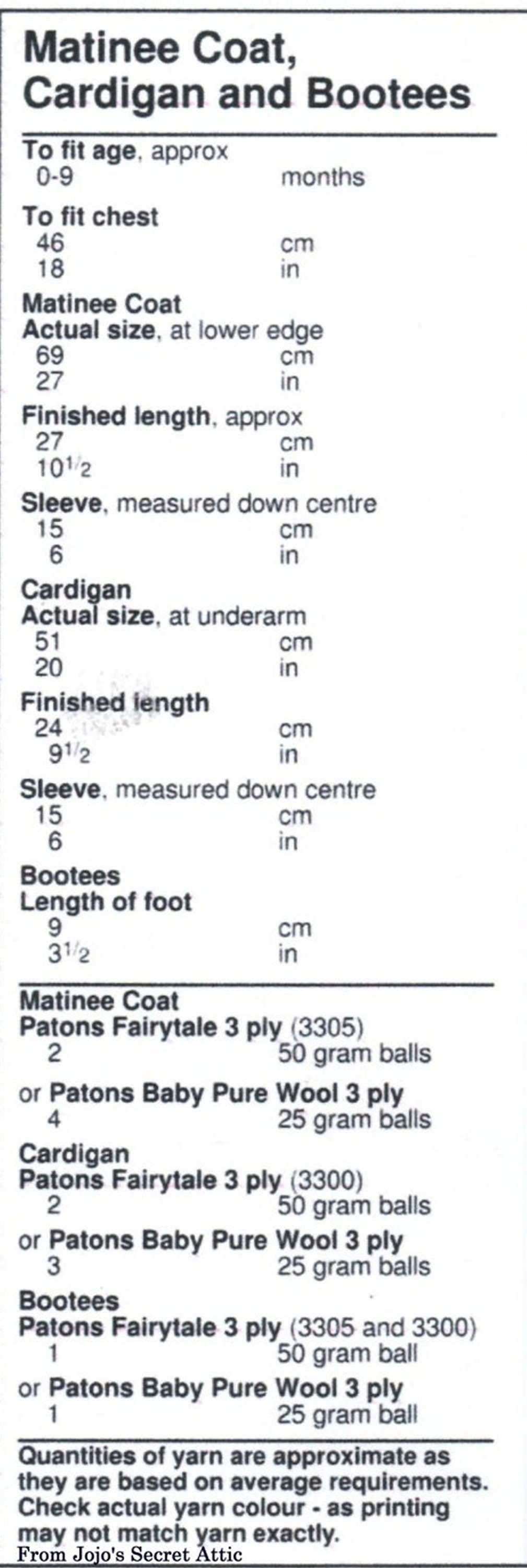 3 Ply Knitting Pattern Matinee Coat Jacket and Bootees - Etsy