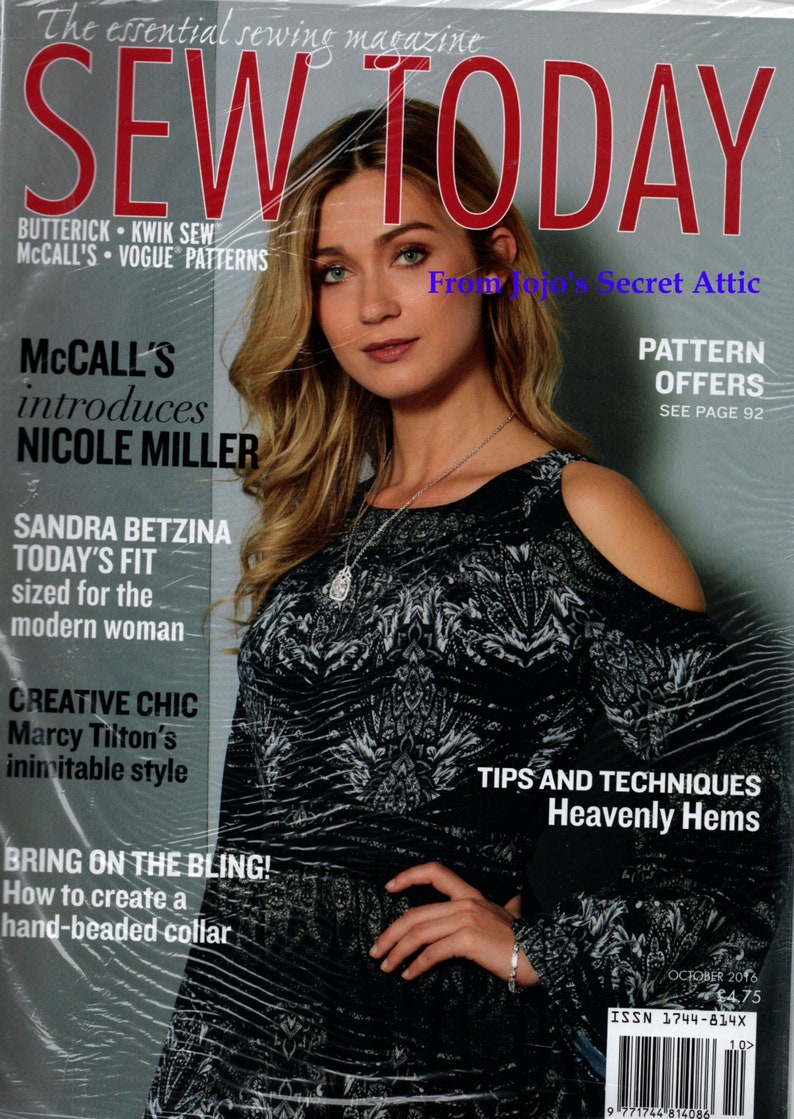 SEW TODAY Vogue Mccall Patterns Magazine October 2016 Sealed - Etsy