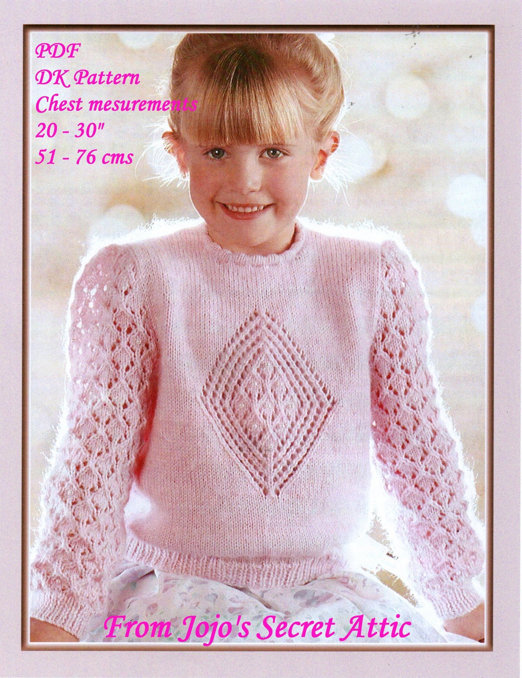 Girls Lace Sweater Pattern in Double Knitting - Etsy