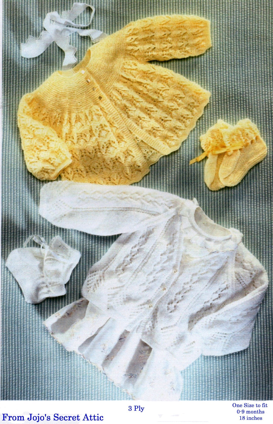 3 Ply Knitting Pattern Matinee Coat Jacket and Bootees - Etsy