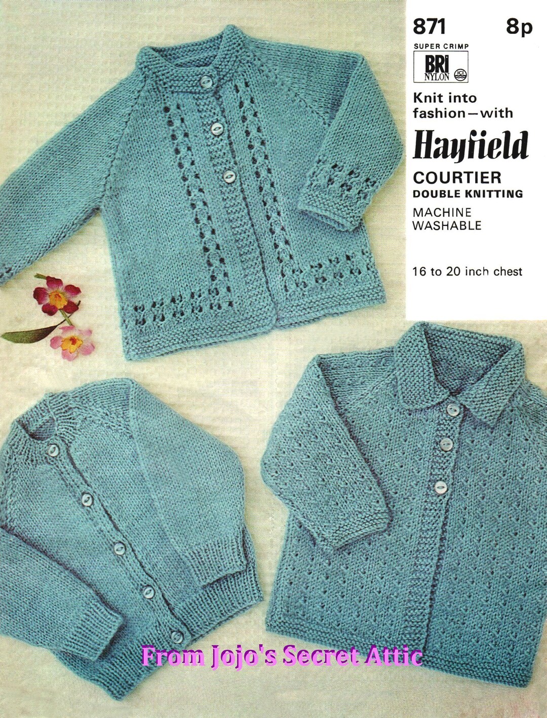 Vintage Hayfield Double Knitting Pattern 3 Styles of Cardigan PDF - Etsy