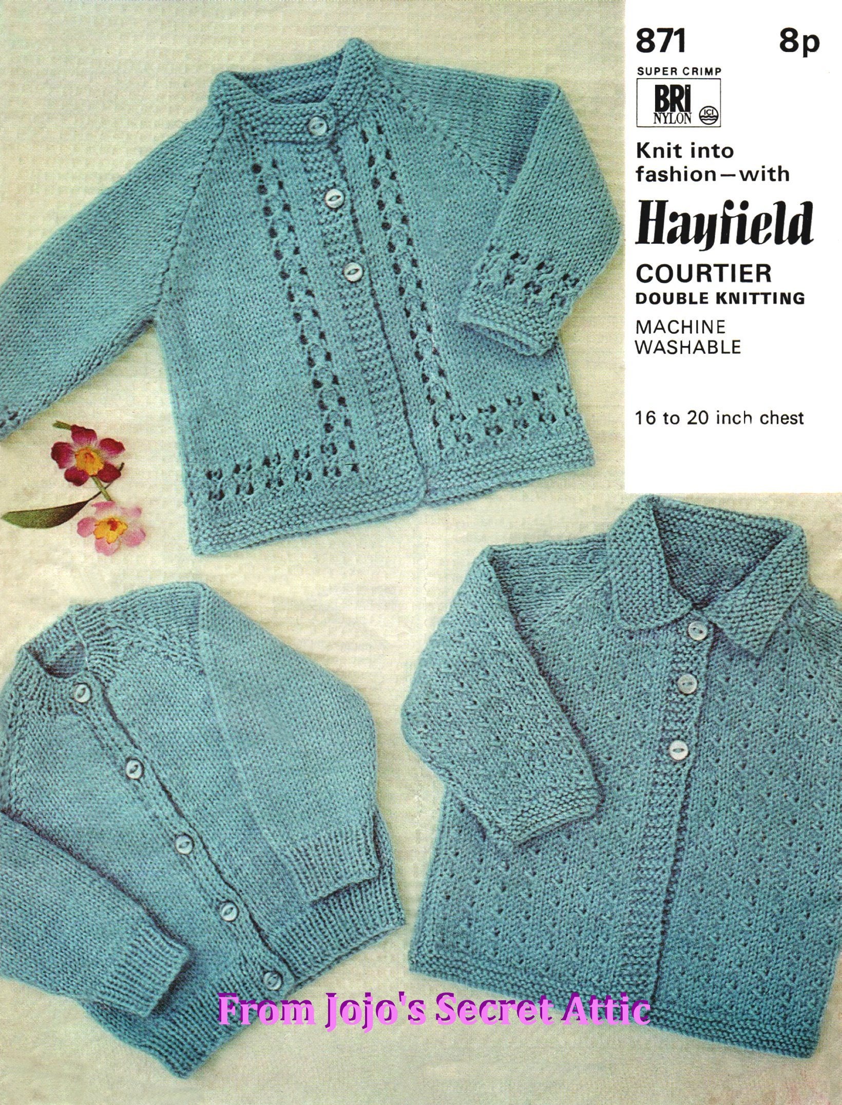 Vintage Hayfield Double Knitting Pattern 3 Styles of Cardigan PDF - Etsy