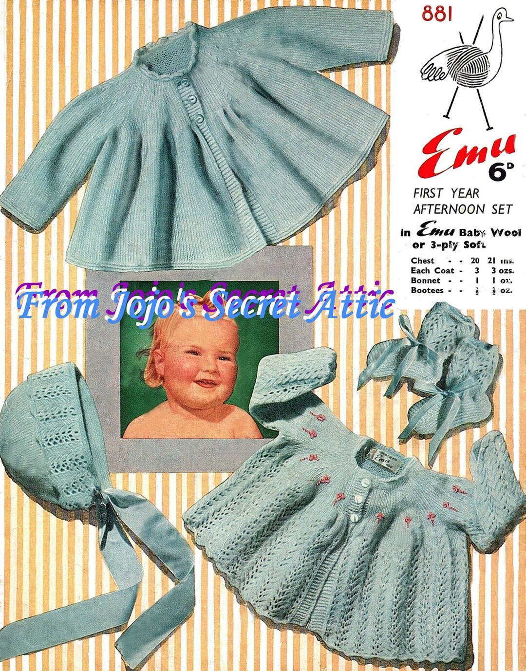 Vintage Emu 881 Knitting Pattern for a Special Baby. - Etsy