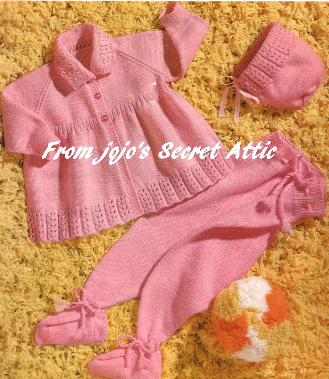 Vintage Sirdar Knitting Pattern to Make Girl's Pram Set in 4 Ply Yarn ...