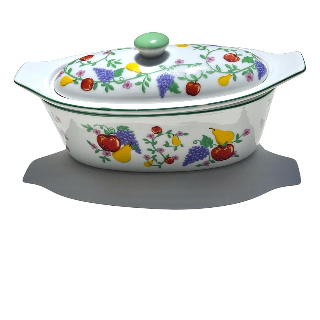 Vintage Floral Butter Boat With Lid: Cook Street Inc. Ceramic Dish - Etsy