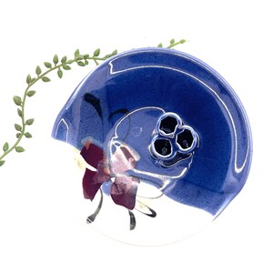 Vintage Ikebana Flower Frog Bowl – Follette Pottery Blue & White ...