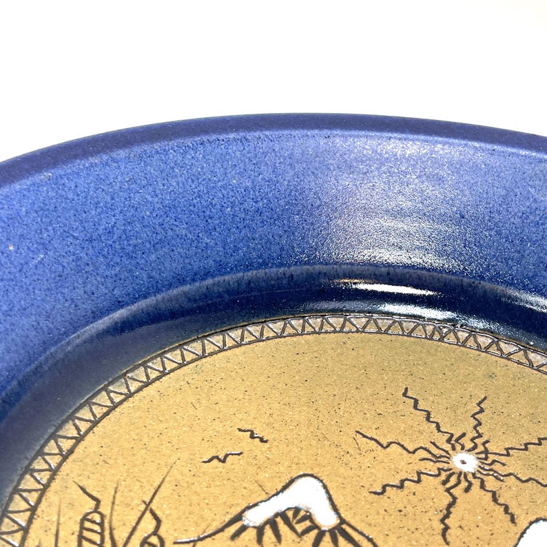 Olaf Pottery Scenic Plate: Signed Studio Stoneware Bowl, Mountain ...