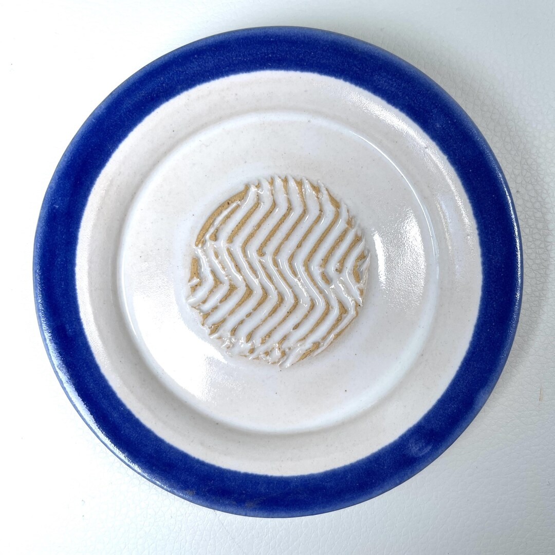 Handmade Ceramic Garlic Grater Plate – Blue and Whitepottery Dish – 5 ...