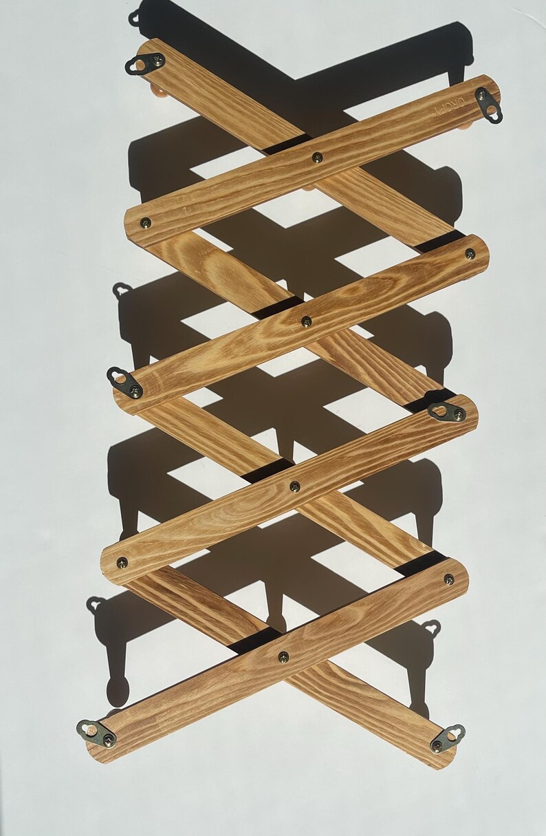 Wooden Accordion Peg Rack 14-peg Wall Mounted Organizer Rustic ...